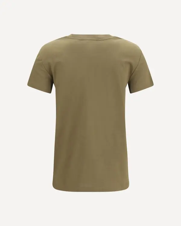 Max Mara Papaia Cotton T-shirt With Monogram Pocket - Khaki