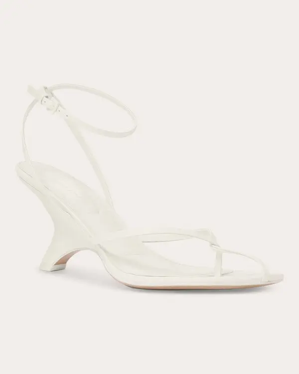 Simkhai Kelsey Leather Strappy Wedge Sandal - White