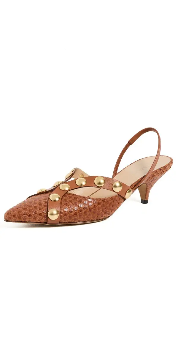 Ulla Johnson Vendome Studded Kitten Heels - Nutmeg