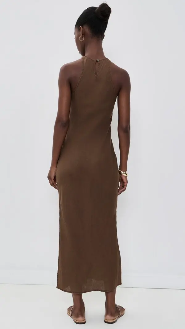 JAMES PERSE Sleeveless Boat Neck Linen Dress