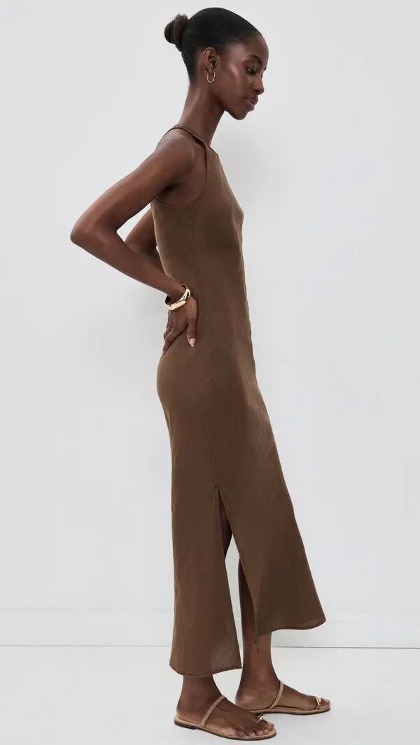 JAMES PERSE Sleeveless Boat Neck Linen Dress