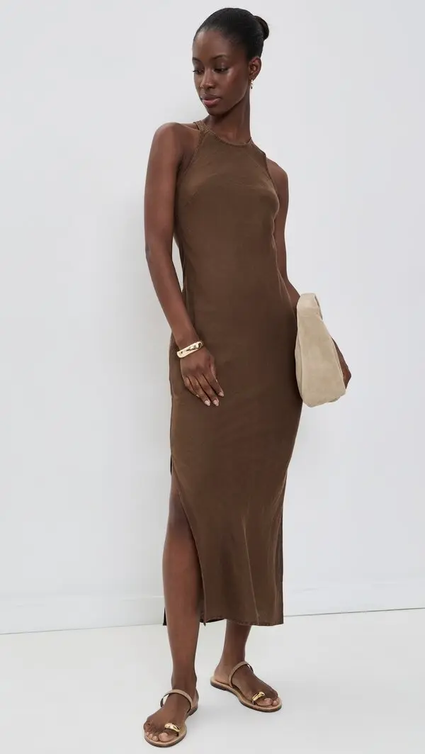 JAMES PERSE Sleeveless Boat Neck Linen Dress