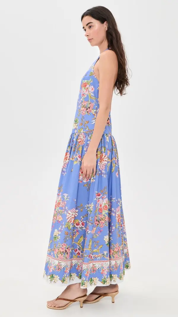 Hemant & Nandita Floral Print Halterneck Maxi Dress