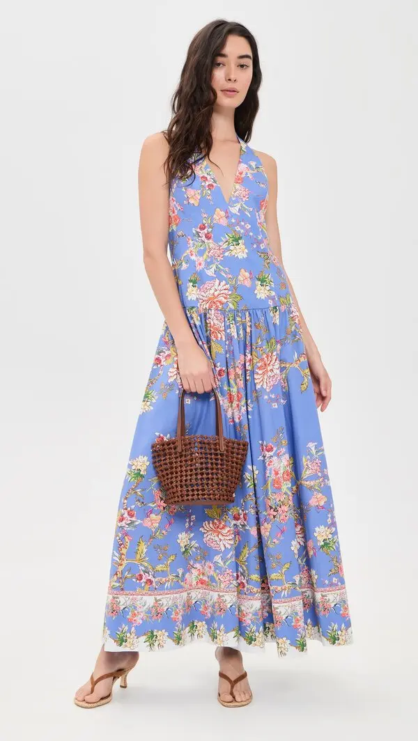Hemant & Nandita Floral Print Halterneck Maxi Dress