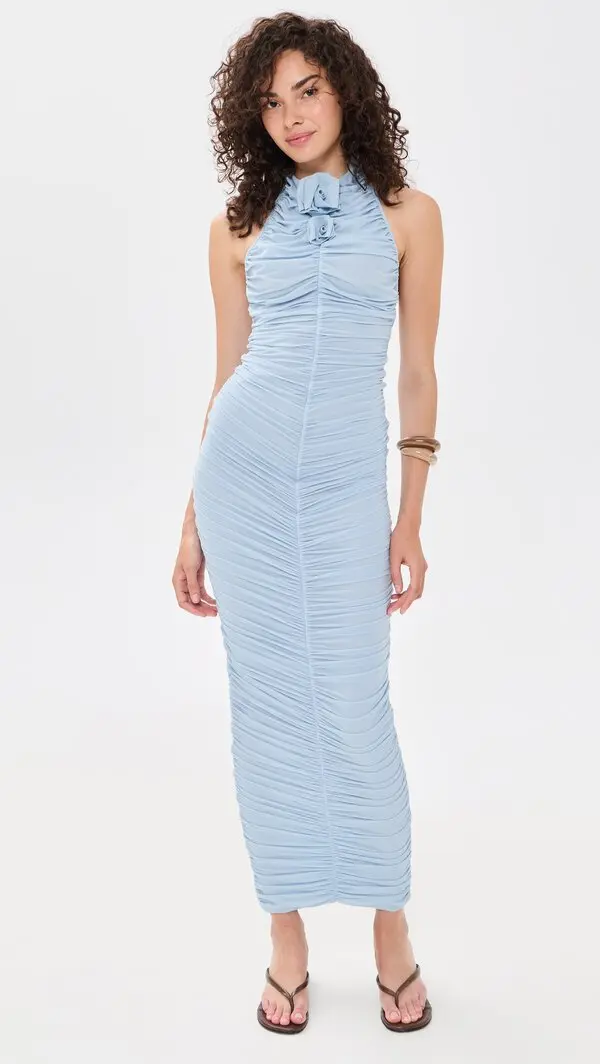 MAYGEL CORONEL Axis Ruched Halterneck Maxi Dress