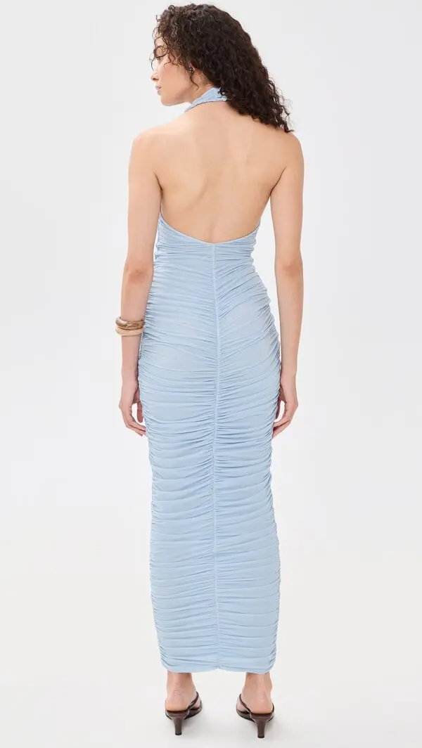 MAYGEL CORONEL Axis Ruched Halterneck Maxi Dress