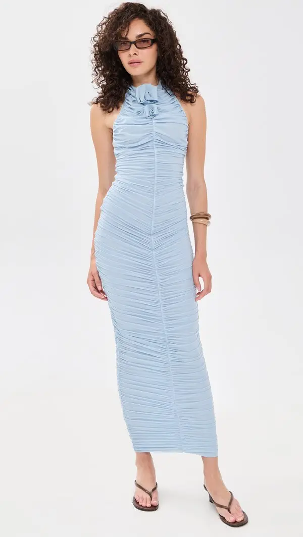 MAYGEL CORONEL Axis Ruched Halterneck Maxi Dress