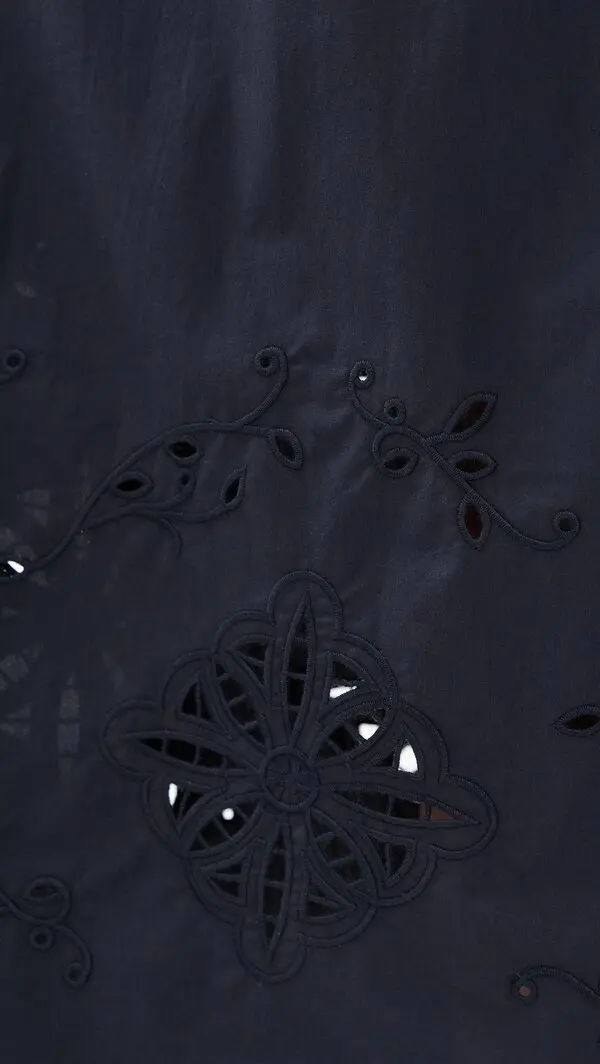Jenni Kayne Broderie Cotton Poplin Skirt - Navy