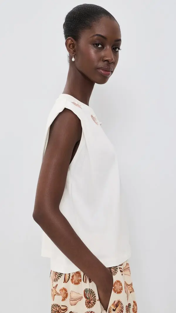 Farm Rio Seashell Embroidered Tee