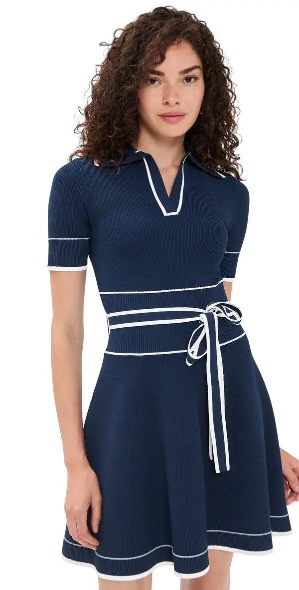 Shoshanna Maren Ribbed Knit Collared Dress
