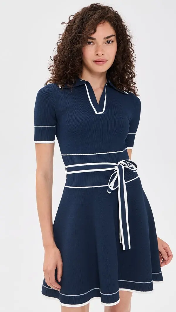 Shoshanna Maren Ribbed Knit Collared Dress