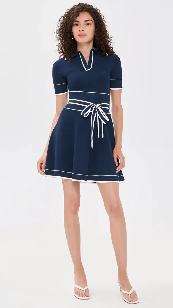 Shoshanna Maren Ribbed Knit Collared Dress