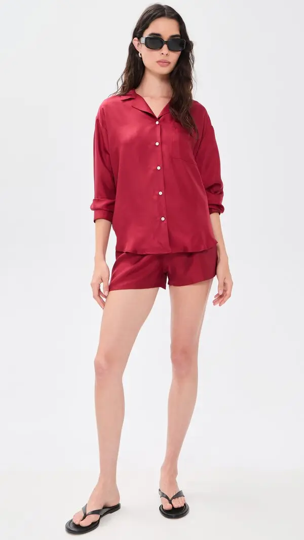 Comme Si Silk Drawstring Shorts
