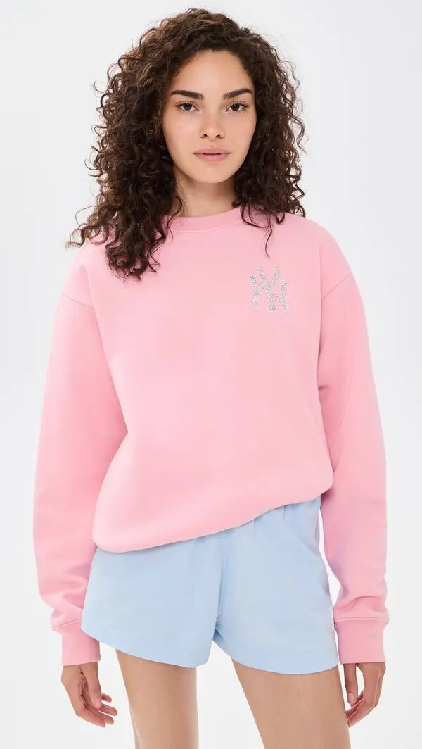 SPORTY & RICH Yankees Krystal Crew Neck Sweatshirt
