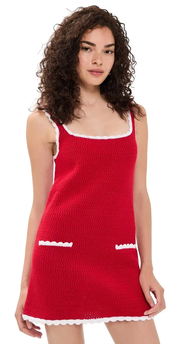 SEROYA Brianna Crochet Dress - Derby Red/eggshell