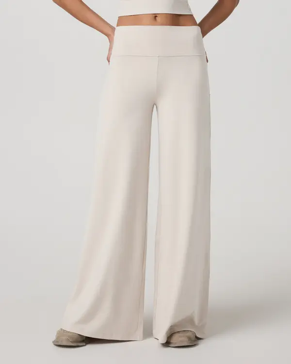 Vuori Halo Easy Wideleg Pants Long - Ecru Heather