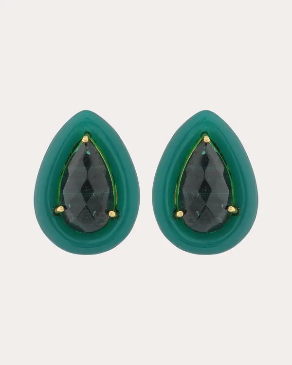 BOHÈME BY VÉRO Onyx & Malachite Drop Earrings - Green