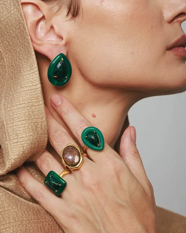 BOHÈME BY VÉRO Onyx & Malachite Drop Earrings