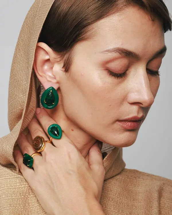 BOHÈME BY VÉRO Onyx & Malachite Large Drops Ring