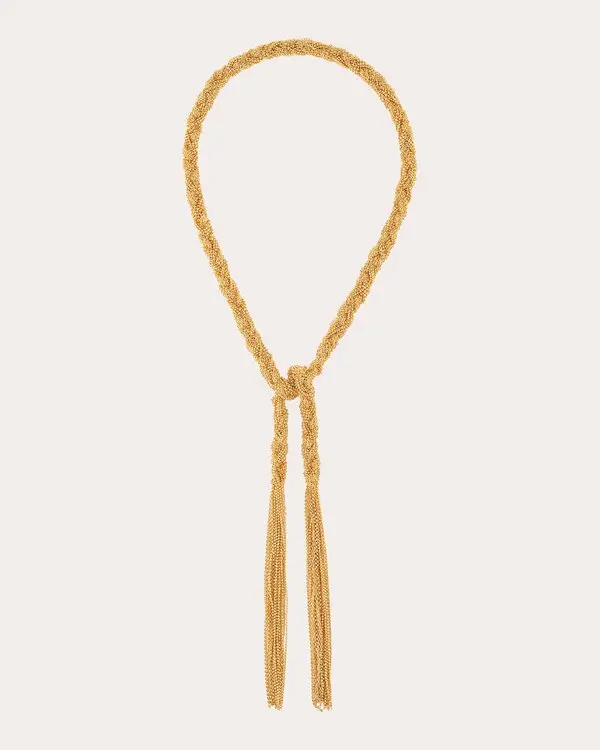 BOHÈME BY VÉRO Plated Brass Tie Necklace With Fringe Detail