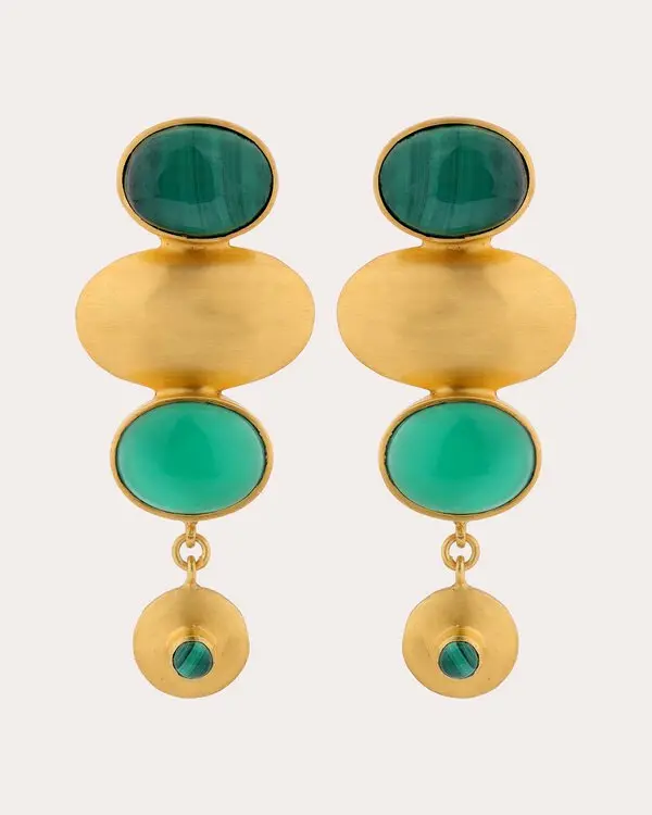 BOHÈME BY VÉRO Onyx & Malachite Istanbul Drop Earrings
