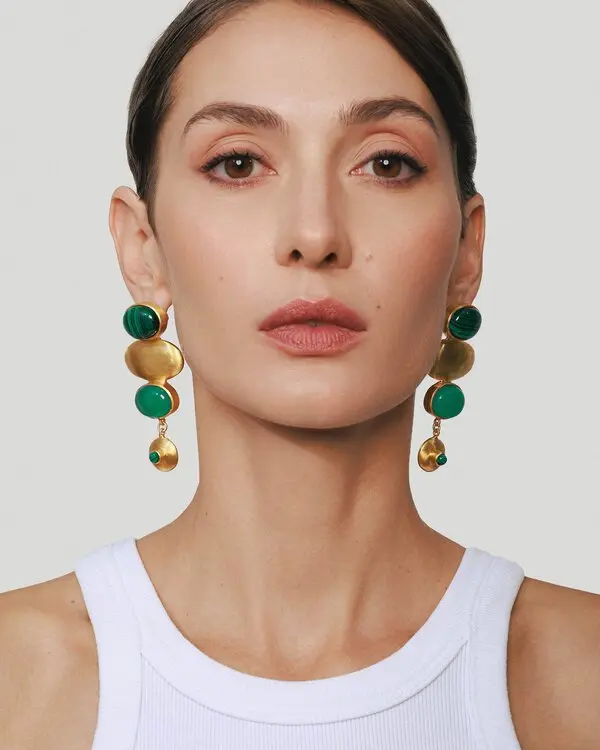 BOHÈME BY VÉRO Onyx & Malachite Istanbul Drop Earrings