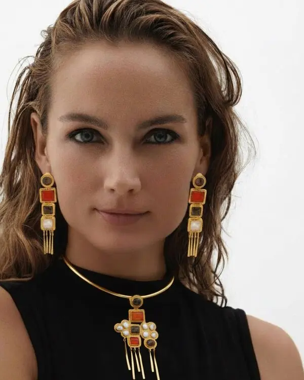BOHÈME BY VÉRO Bronzite & Moonstone Nefertiti Collar Necklace