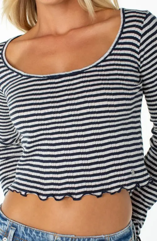 Roxy Waterside Stripe Cotton Pointelle Crop T-shirt