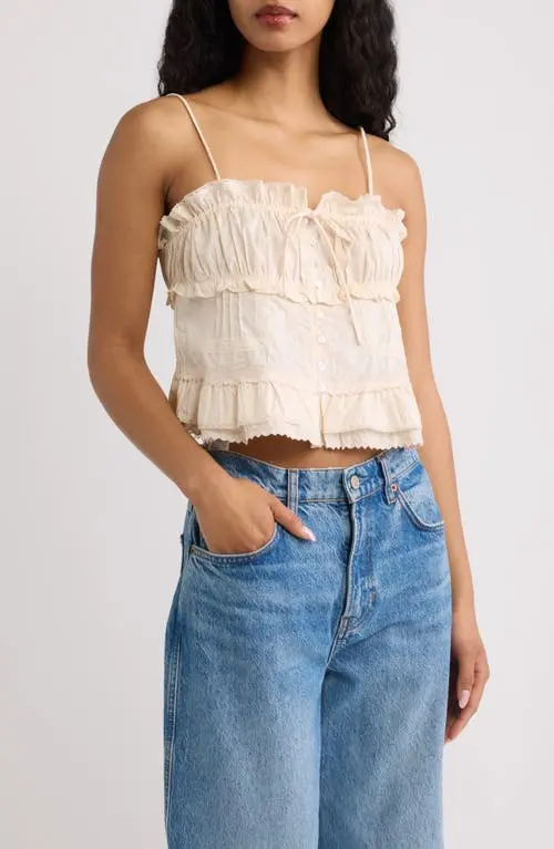 Mango Ruffle Lace Top - Ecru