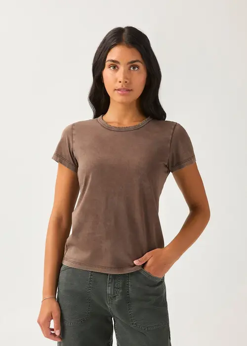 DUER Pure Pima Slim Crew Neck T-shirt - Washed Espresso