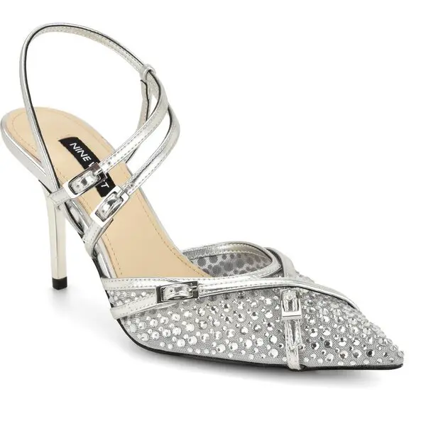Nine West Pertee Crystal Embellished Ankle Strap Pump