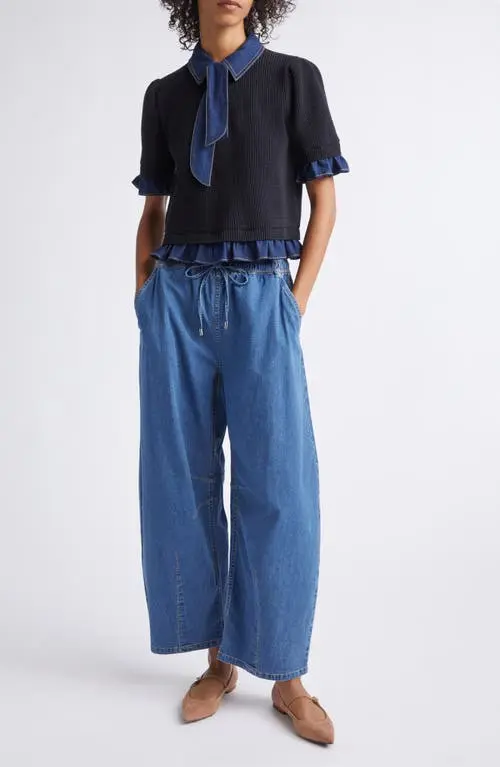 Cinq À Sept Shelly Denim Trim Sweater