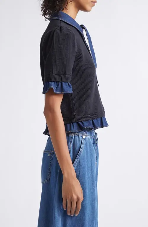 Cinq À Sept Shelly Denim Trim Sweater