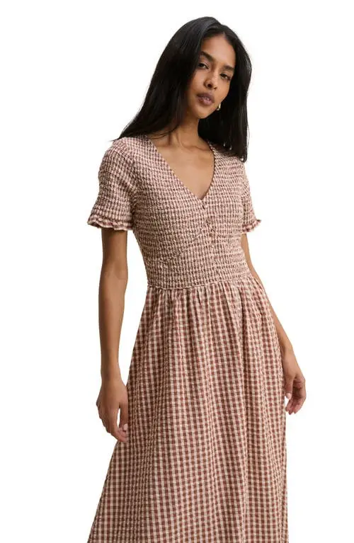 NOBODY'S CHILD Eliza Smocked Gingham Maxi Dress