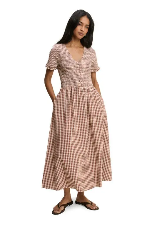 NOBODY'S CHILD Eliza Smocked Gingham Maxi Dress