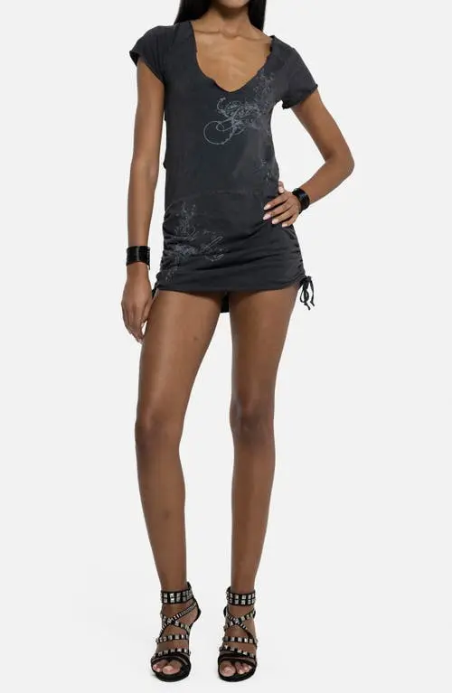 JADED LONDON Macramé Back Jersey Minidress - Grey