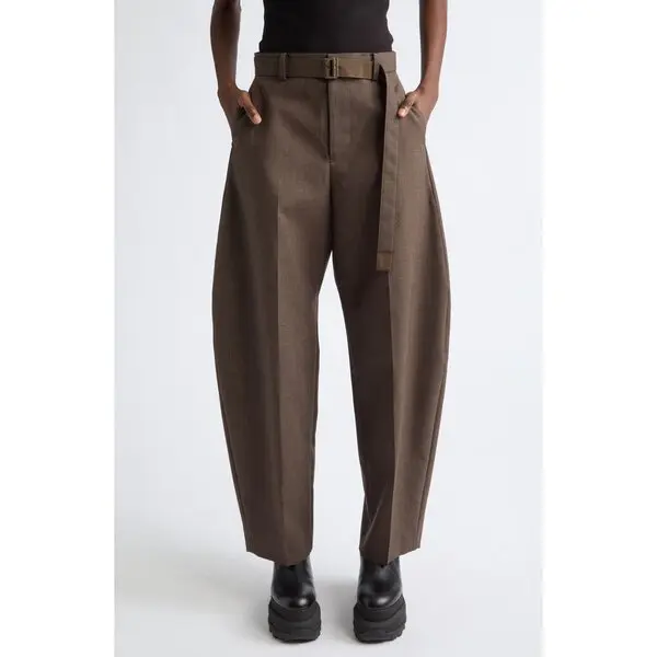 Sacai Silk & Cotton Barrel Leg Trousers