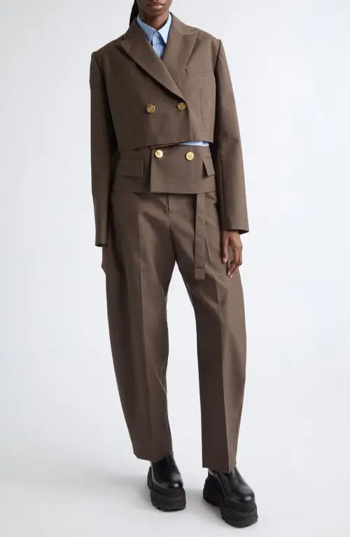 Sacai Silk & Cotton Barrel Leg Trousers
