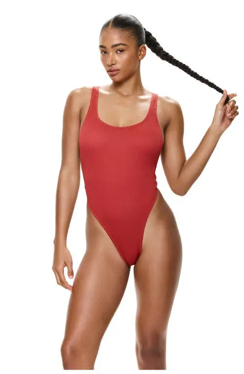 AU NATUREL BY GOTTEX Gottex Tubular High Leg Ring Detail One Piece - Black