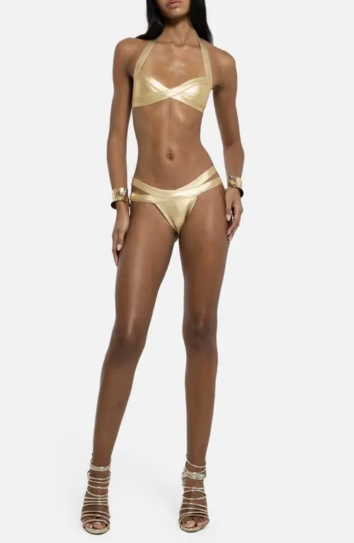 JADED LONDON Metallic Bandage Bikini Bottoms