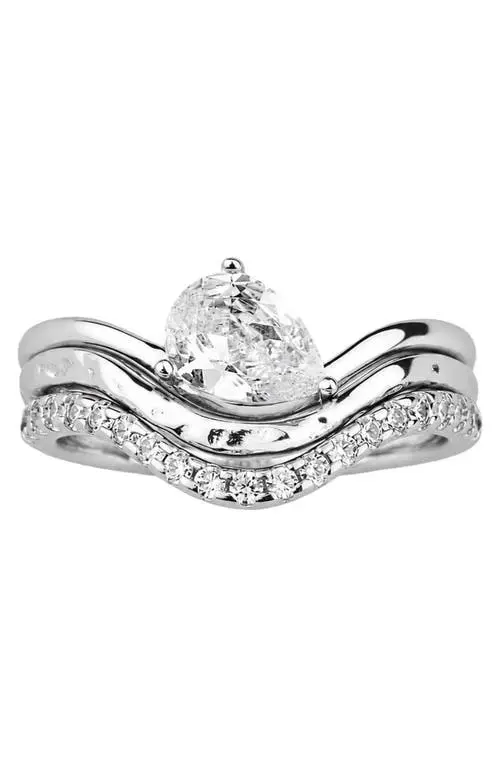 MADE BY MARY Tova Pear Ring Set - Silver