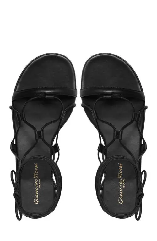 GIANVITO ROSSI Open Toe Lace-up Sandals - Black Nappa