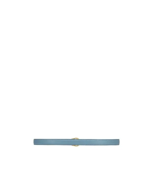 Gucci Blondie Skinny Leather Belt With Double G Clasp - Blue