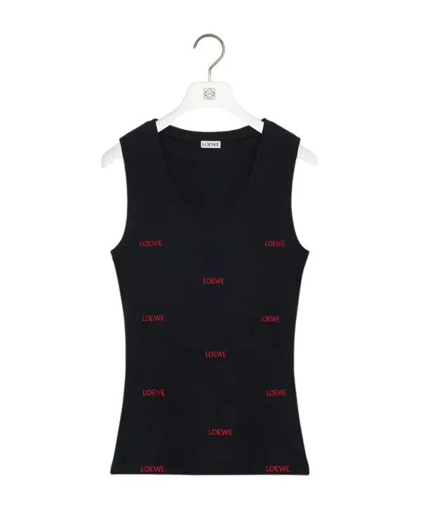 Loewe Logo-embroidered Ribbed-knit Tank Top