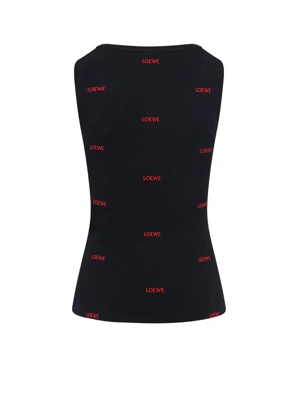 Loewe Logo Embroidered Ribbed Knit Tank Top
