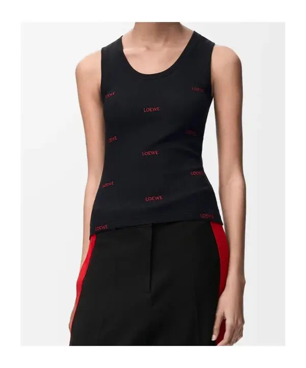 Loewe Logo Embroidered Ribbed Knit Tank Top