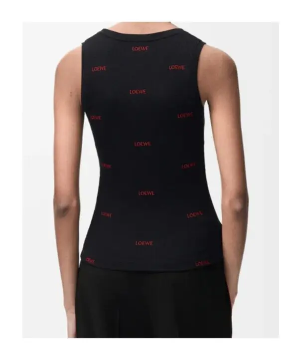 Loewe Logo Embroidered Ribbed Knit Tank Top
