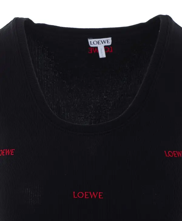 Loewe Logo Embroidered Ribbed Knit Tank Top