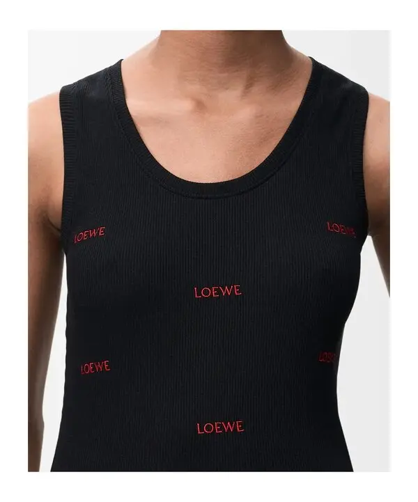 Loewe Logo Embroidered Ribbed Knit Tank Top