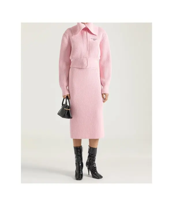 Givenchy Maxi Stand-up Collar Knitted Jacket